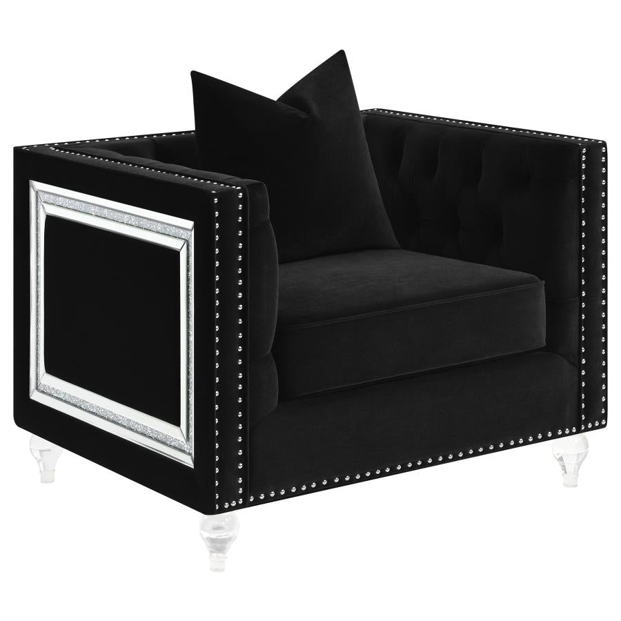 Upholstered Tufted Tuxedo Arm Chair Black – Furniture and Decor
